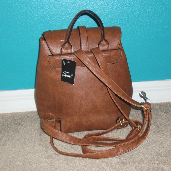 Tems | Bags | Final Price Brown Faux Leather Backpack | Poshmark